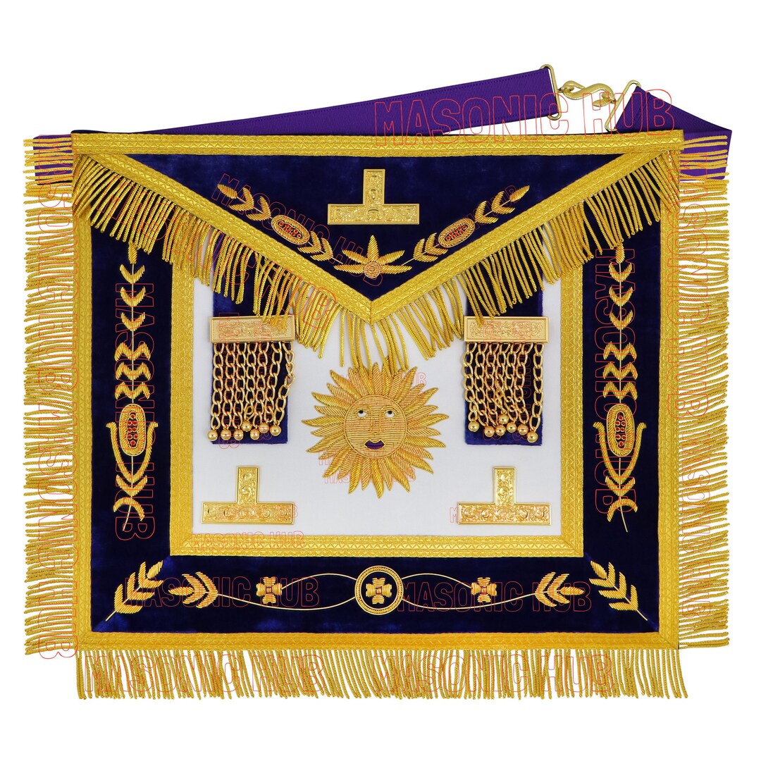 Masonic Past Master Apron- Sun Emblem - Wine Work - Hand-embroidered ...