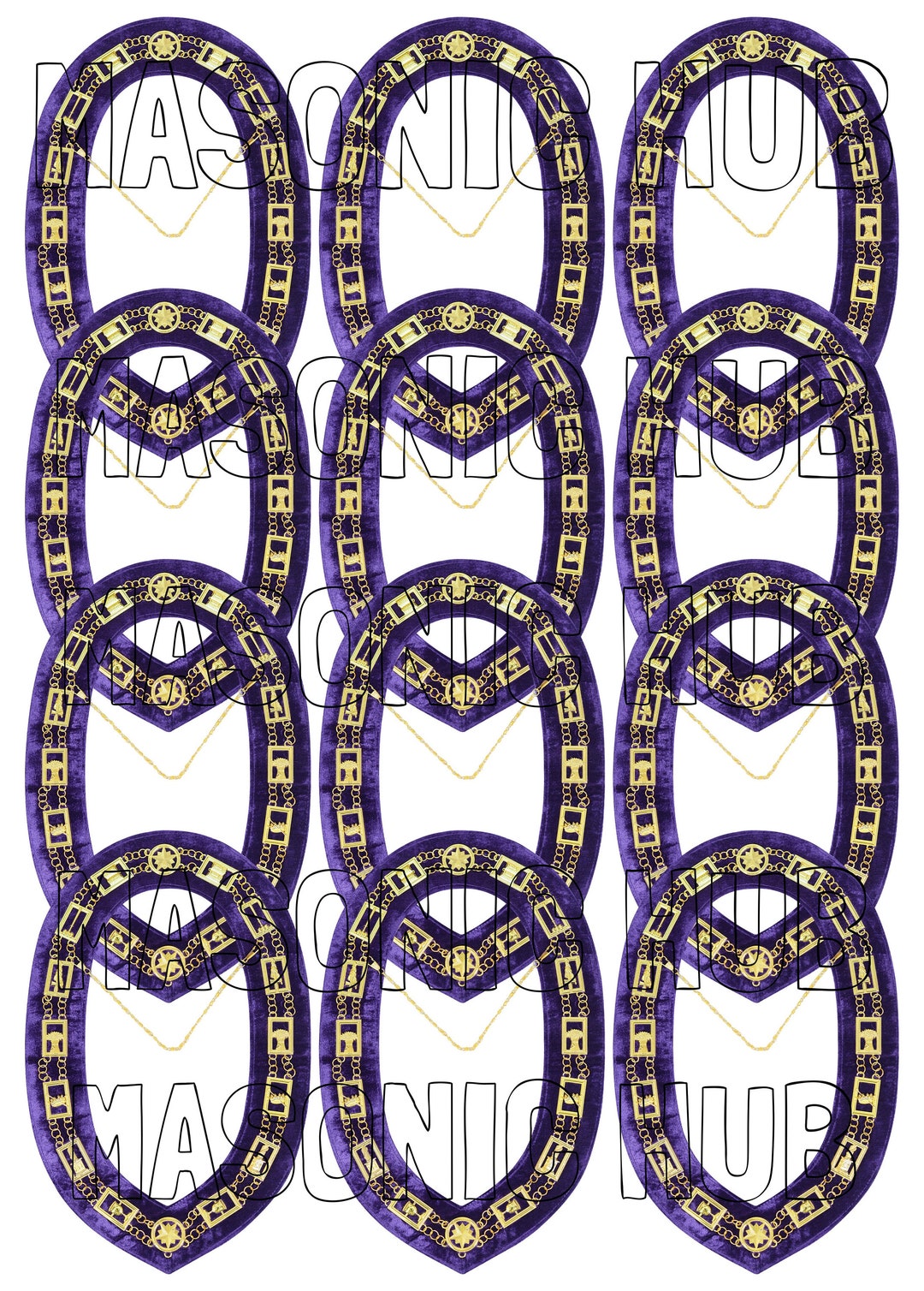 Masonic Regalia OES Order of Eastern Star Metal Chain Collar PURPLE ...