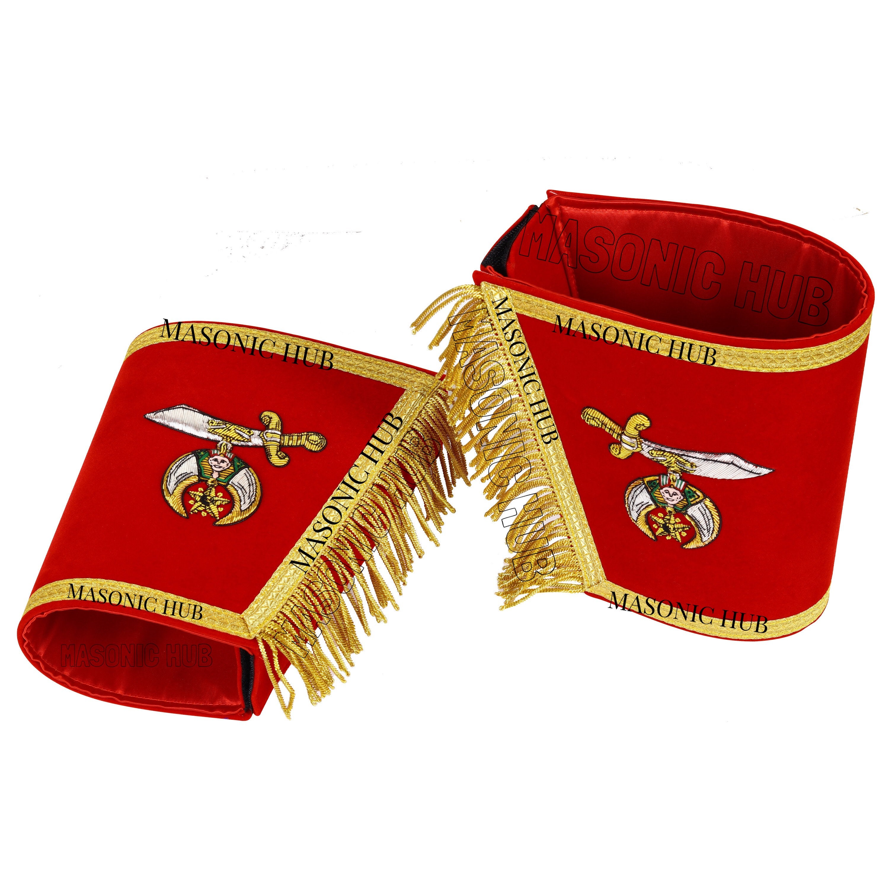 Masonic Shriner Red Gauntlets Cuffs Shriners Bullion Hand - Etsy