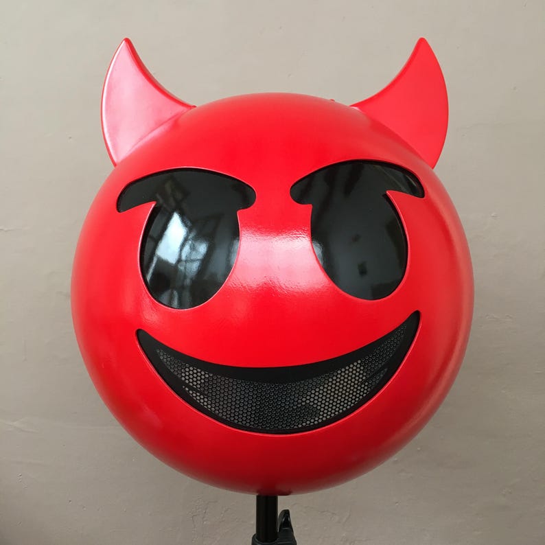 Red Devil Emoji Fiberglass Helmet, Bighead Costume Accessory Cabeza ...