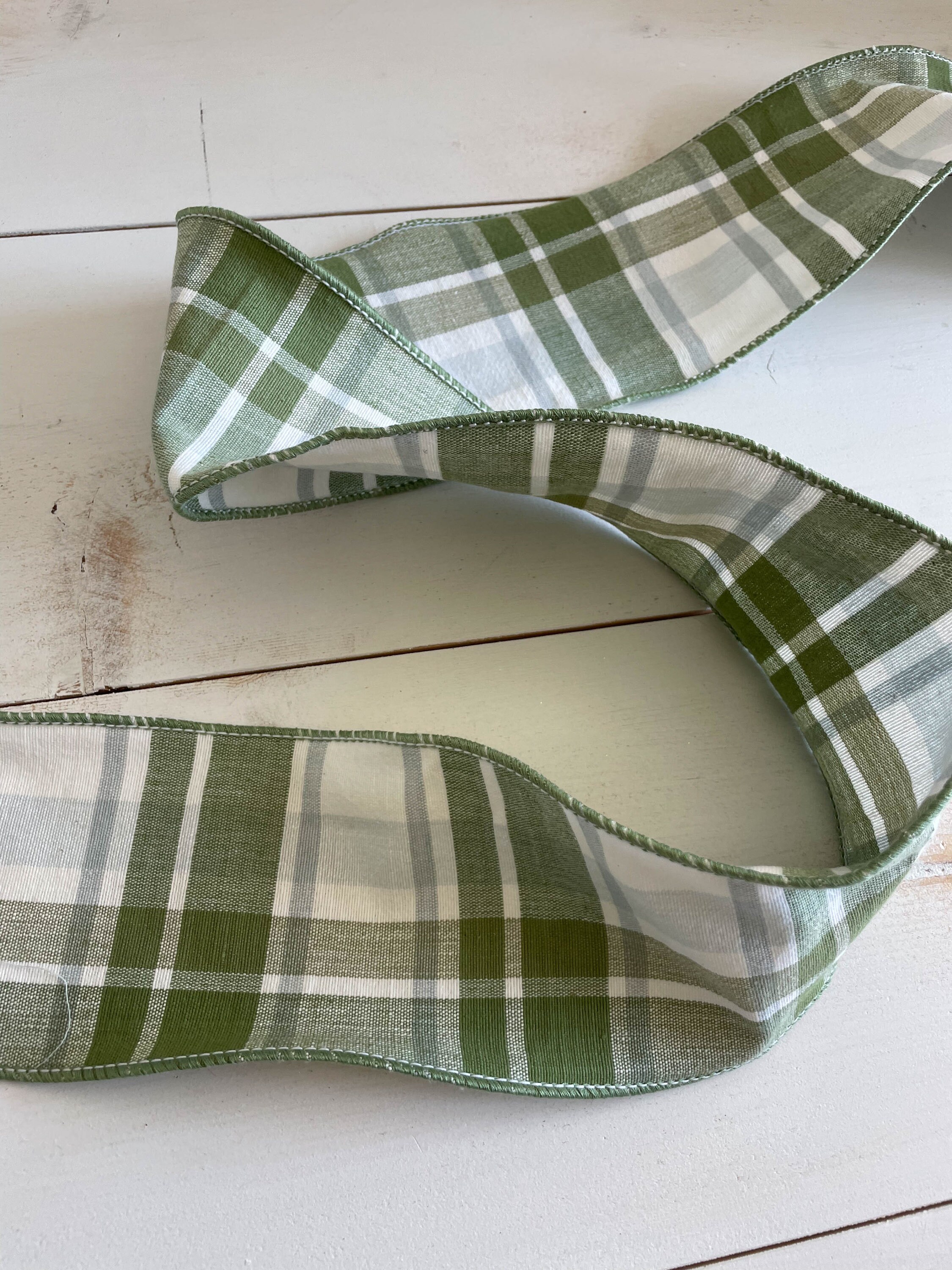 Sage Green Plaid Ribbon - Etsy