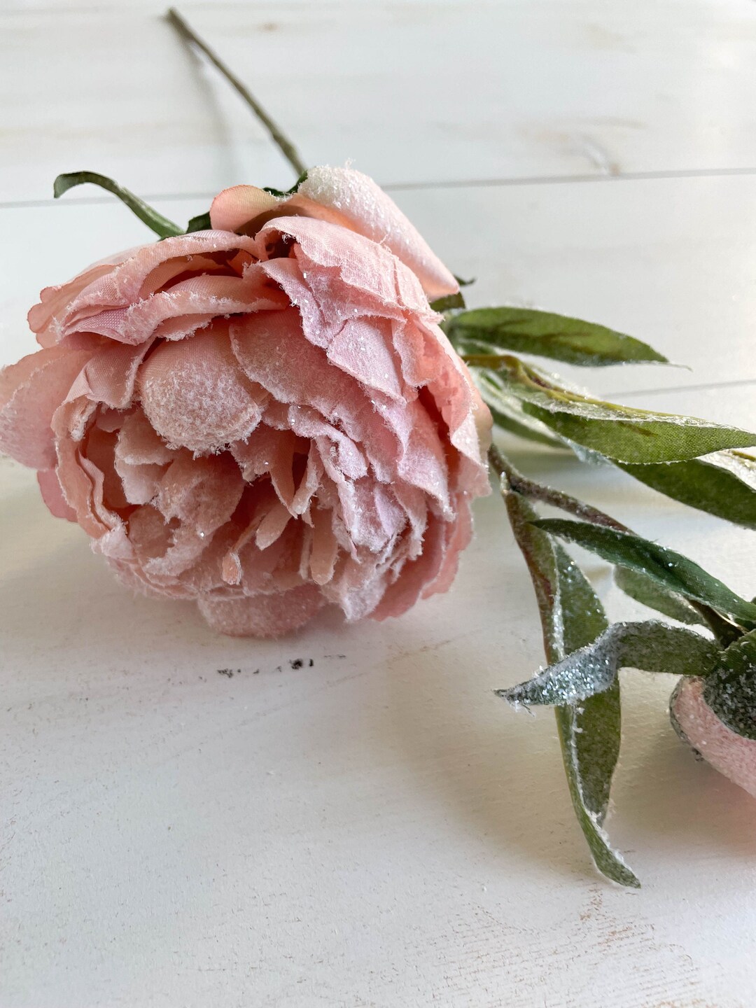 Double Headed Frosted Pink Peony 27.5" 1pcs - Holiday Decor - Christmas ...