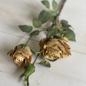 Harvest Gold Rose Stem 1pcs - Dusty Yellow Rose - Rose Stem - Rose Bud ...