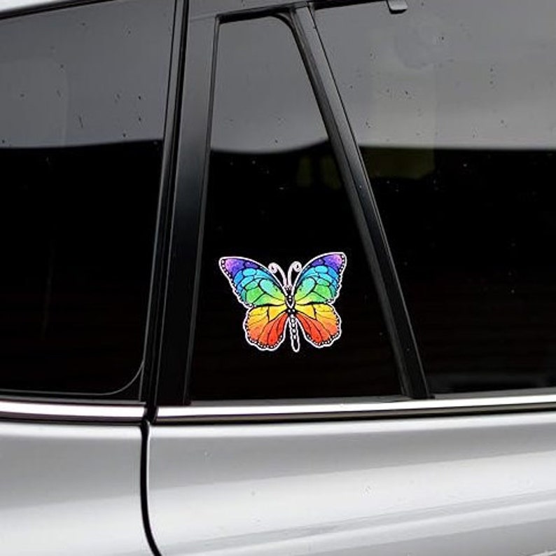 Colorful Monarch Butterfly Sticker, Vinyl Car Decal With Vibrant ...