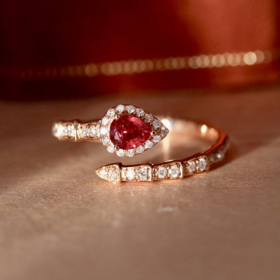 Genuine Pigeon Blood Red Ruby Ring/art Deco Ruby Ring/18k Rose Gold ...