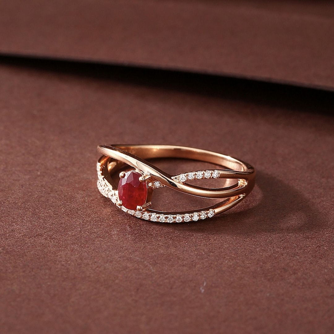 Genuine Pigeon Blood Red Ruby Ring/18k Solid Gold Oval Ruby Ring With ...