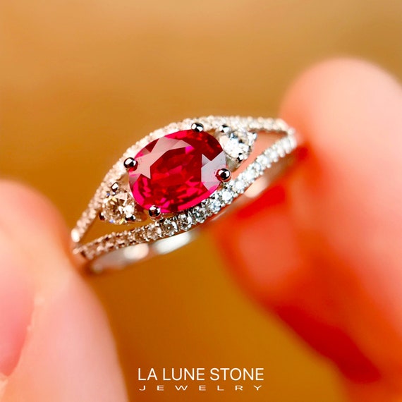 Unique Natural Mozambique Real Ruby Ring/14k18k White Gold - Etsy