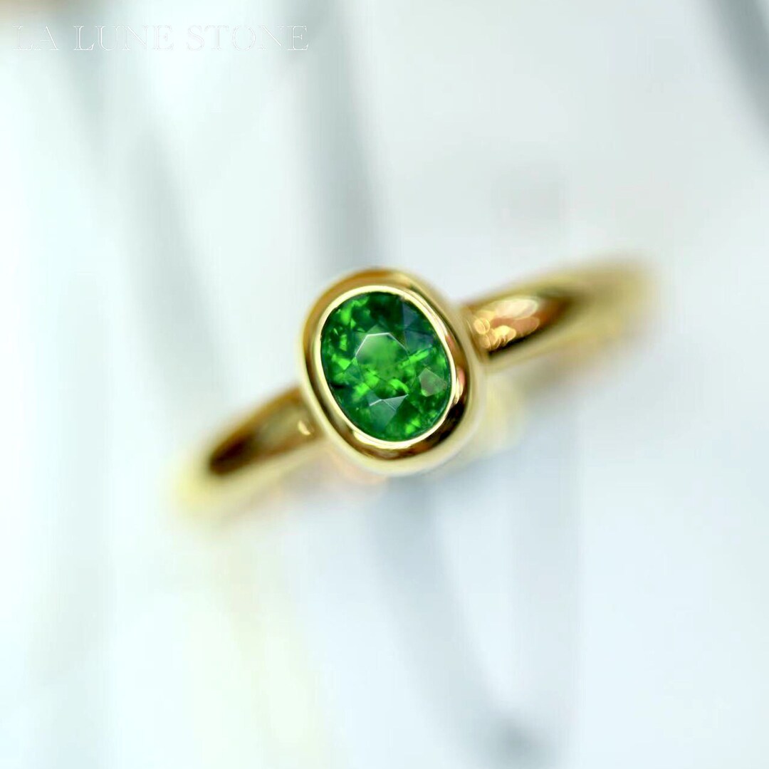 Custom Natural Tsavorite Ring With Certificate, 14k Yellow Gold, the ...