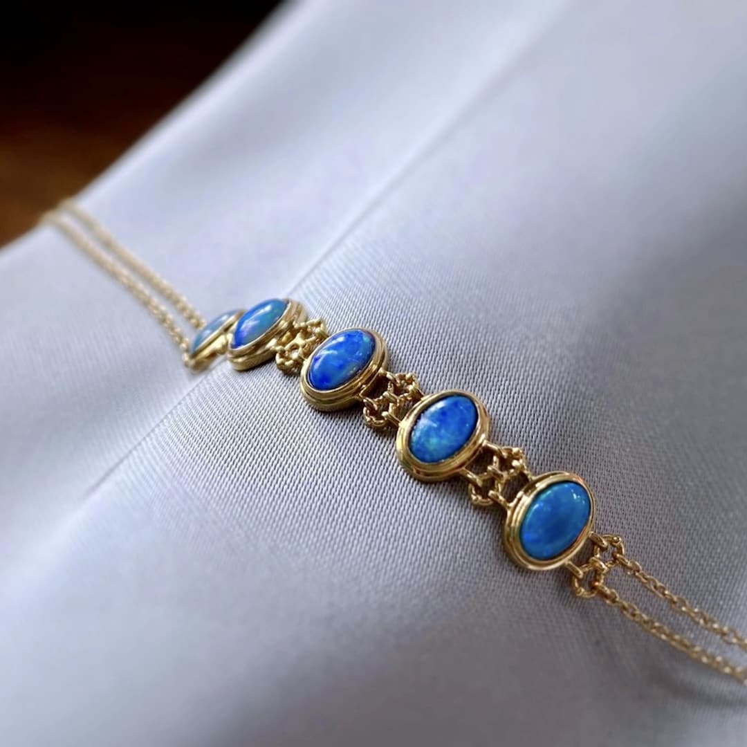 Natural Australian Opal Bracelet/18k Gold Opal Bracelet/unique Opal ...