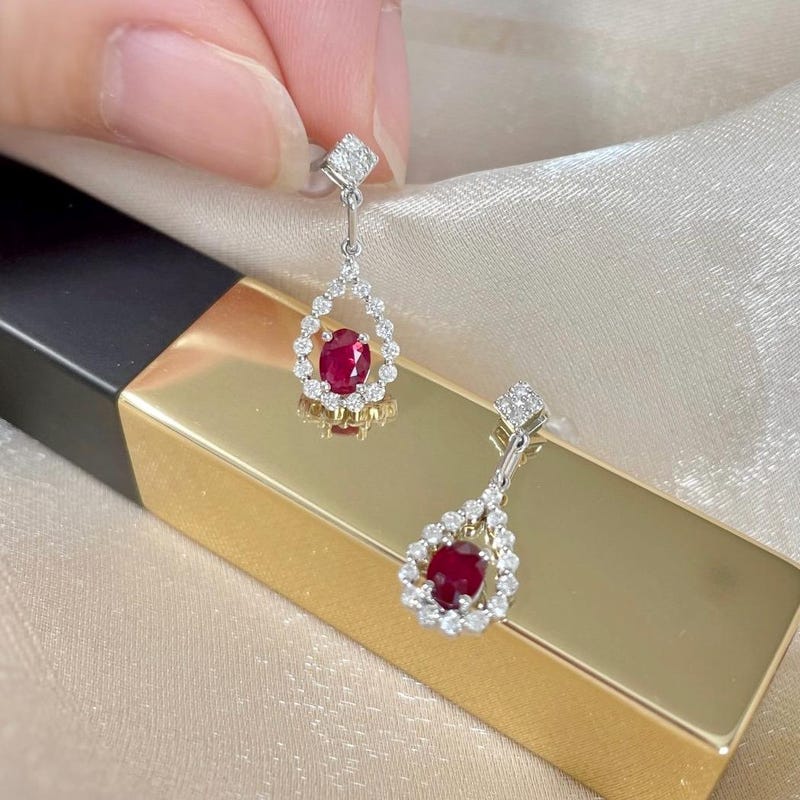 Gold Ruby Earrings - Etsy