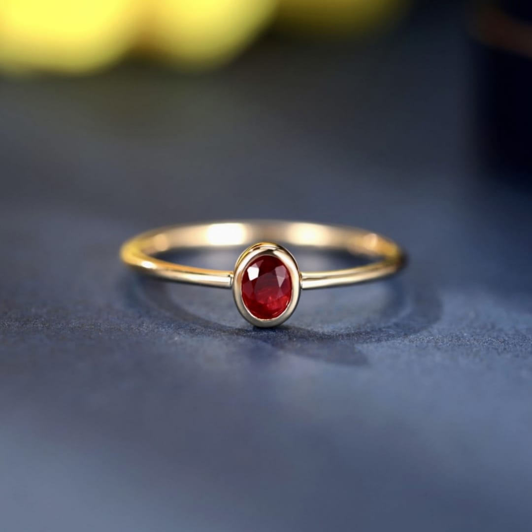 Vintage Genuine Ruby Ring/minimalist Real Ruby Ring/antique Mozambique ...