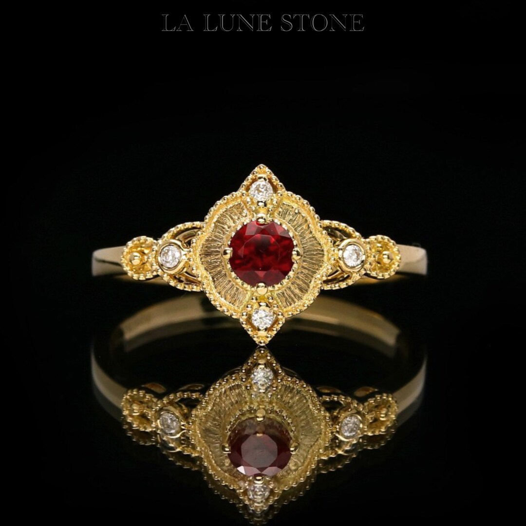 Natural Pigeon Blood Red Ruby Ring/modern Ruby Ring/18k Gold Ruby Ring/art Deco Ring Ruby ...