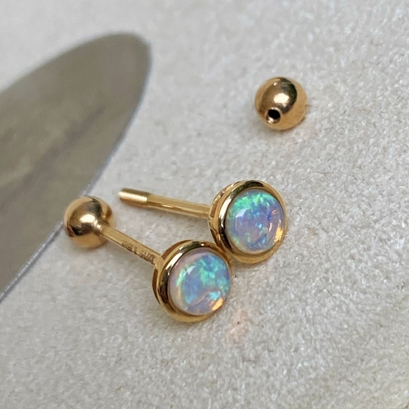 Opal Stud Earrings - Etsy