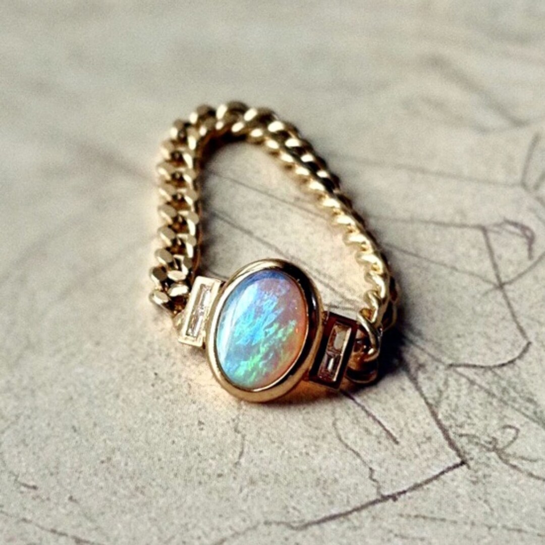 Genuine Australia Opal Ring/18k Solid Gold Opal Ring With Diamonds ...