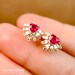 Heart Shape Ruby Stud Earrings/14k18k Ruby Stud Earrings/art Deco Earrings/genuine Ruby Earrings ...