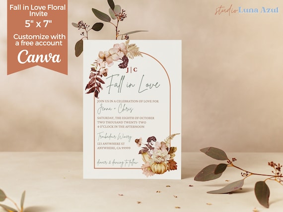 Fall in Love Floral Wedding Bridal Shower Fall Autumn Party - Etsy