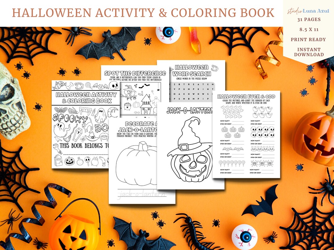 Halloween Kids Activity and Coloring Busy Book Printable Instant ...