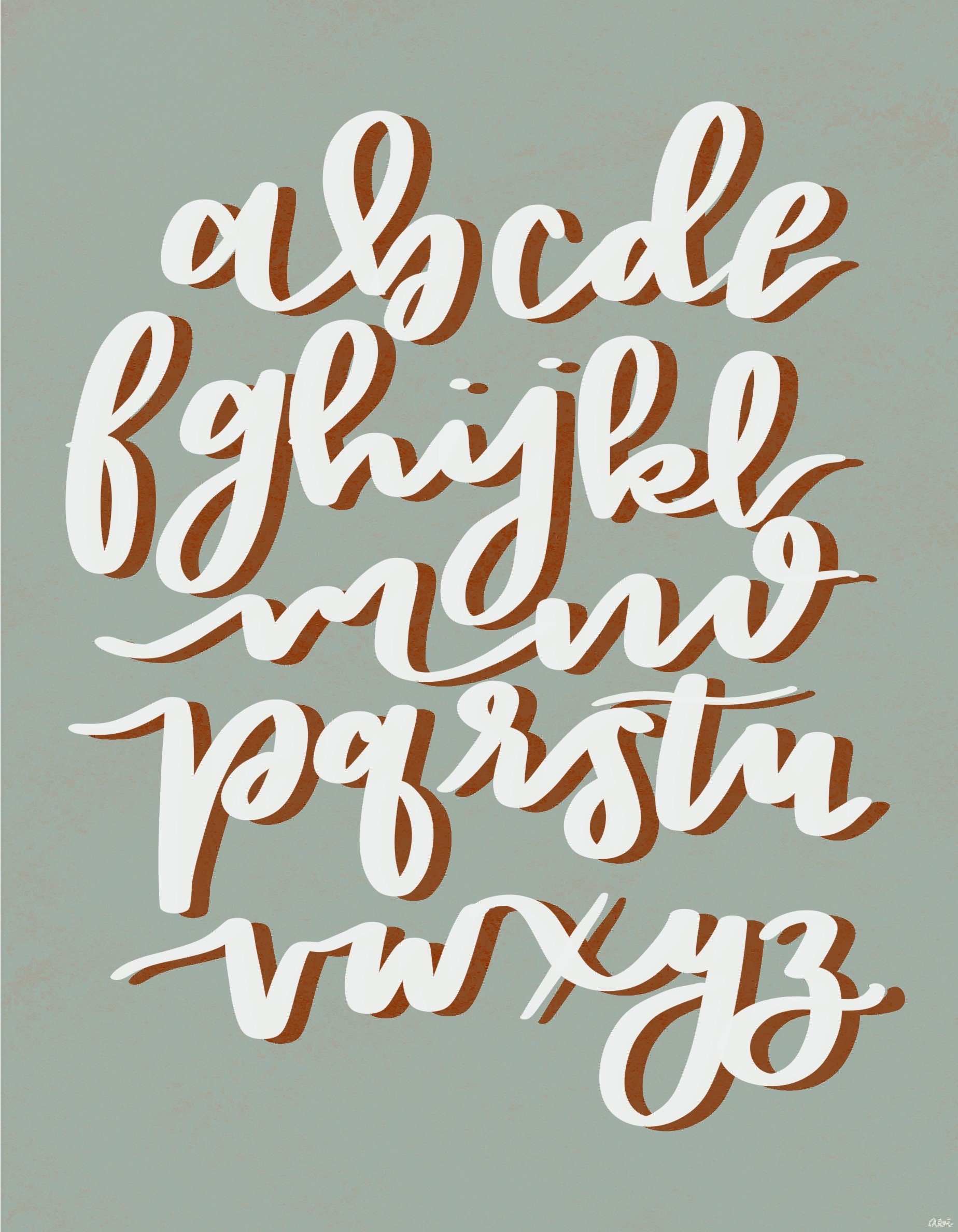 Calligraphy Alphabet Digital Print - Etsy