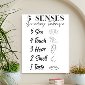 5 Senses Grounding Technique Mental Health Print Poster for Office ...