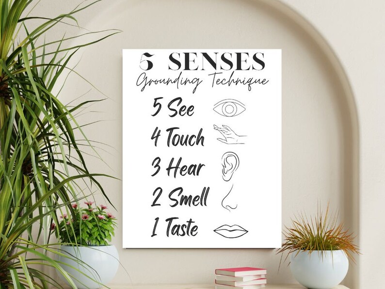 5 Senses Grounding Technique Mental Health Print Poster for - Etsy