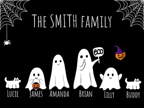 Personalized Family Ghost Family Portrait Print II Cute - Etsy