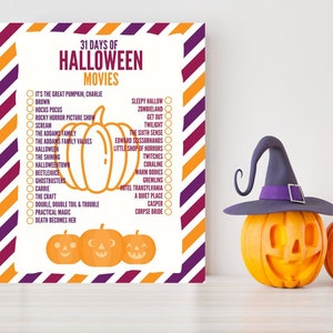 31 Days of Halloween Movies Checklist Scary Family Printable Digital ...