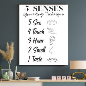 5 Senses Grounding Technique Mental Health Print Poster for Office ...