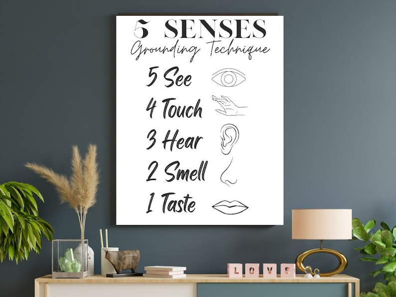 5 Senses Grounding Technique Mental Health Print Poster for Office Classroom or Home II PTSD II ...