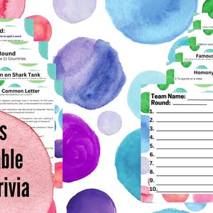 Pub Trivia Printable Game for Game Night Teambuilding II Pop Culture ...