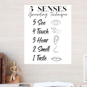 5 Senses Grounding Technique Mental Health Print Poster for - Etsy