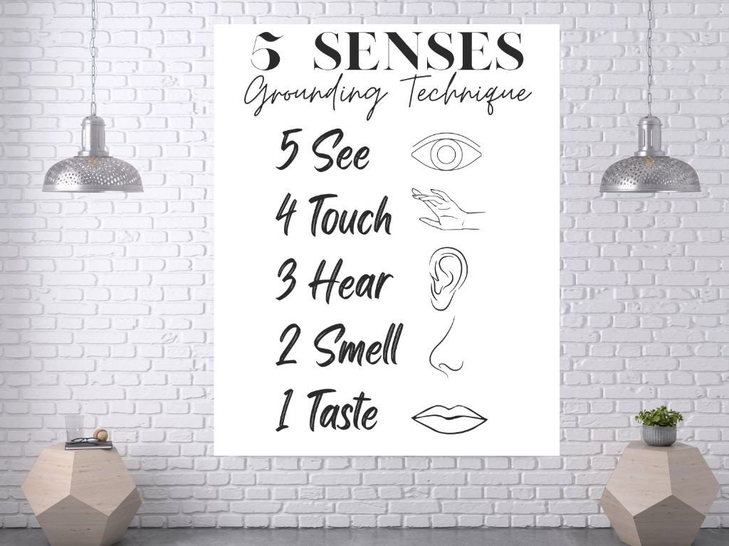 5 Senses Grounding Technique Mental Health Print Poster for Office ...