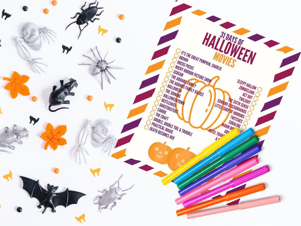 31 Days of Halloween Movies Checklist Scary Family Printable Digital ...