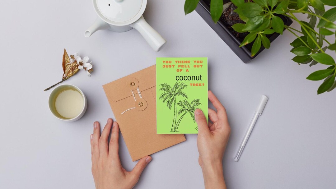 Coconut Tree Printable Postcard Postcrossing II Progressive Art Print ...