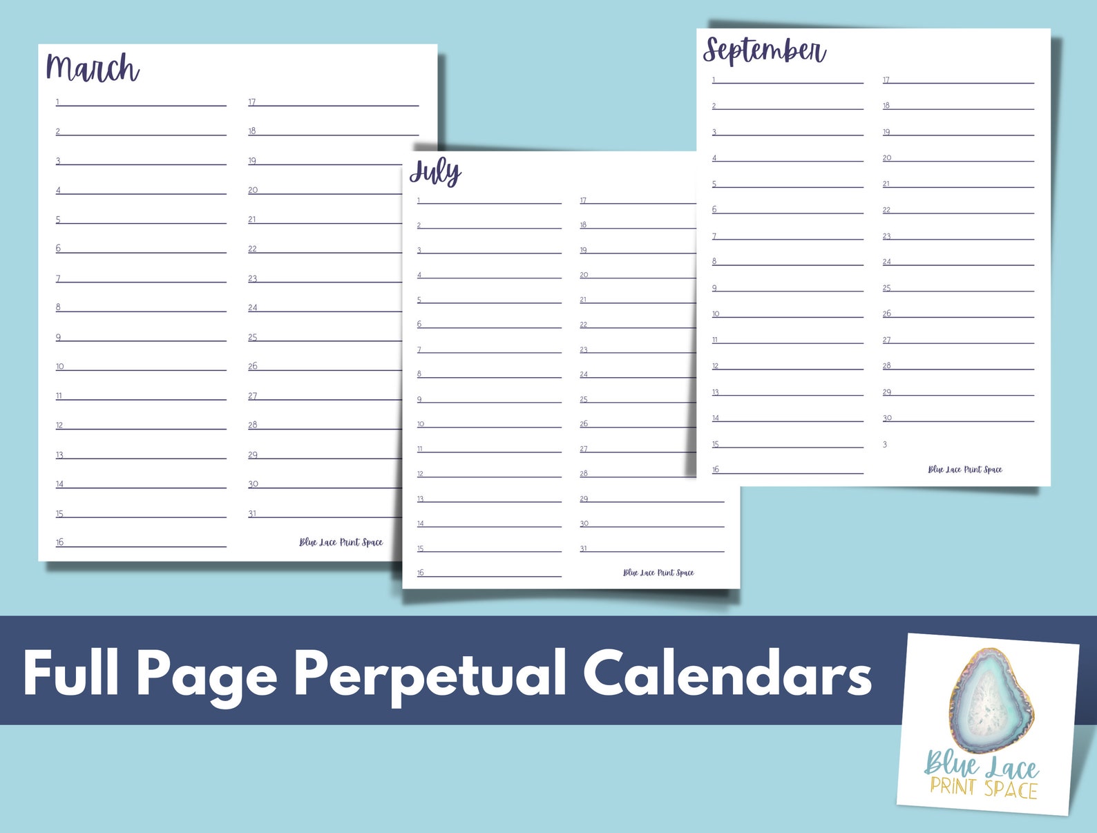 Blank Printable Calendar Set - Etsy