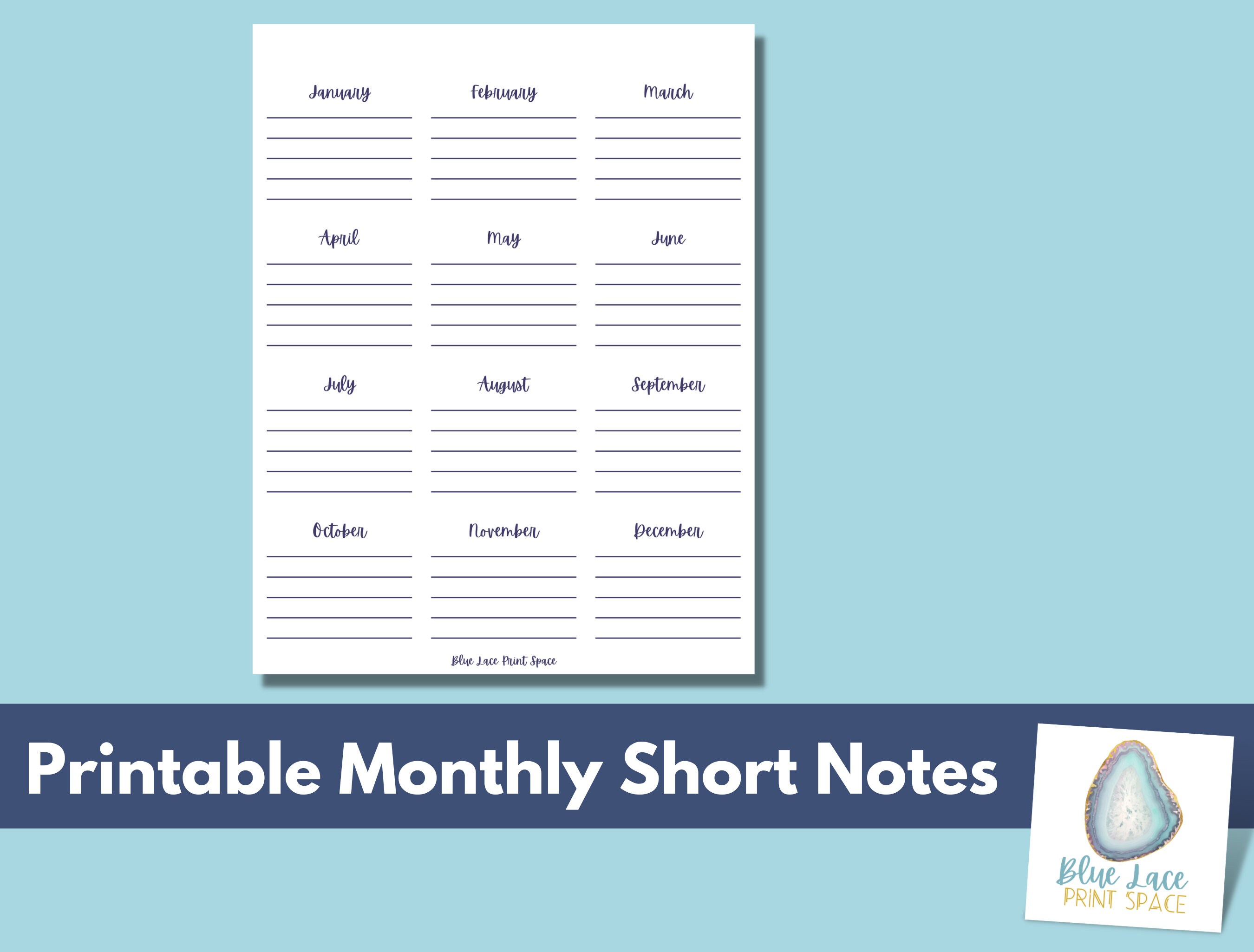 Blank Printable Calendar Set - Etsy