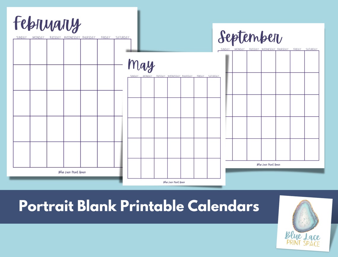 Blank Printable Calendar Set - Etsy