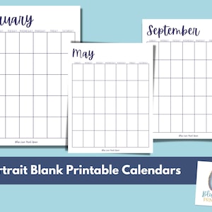 Blank Printable Calendar Set - Etsy