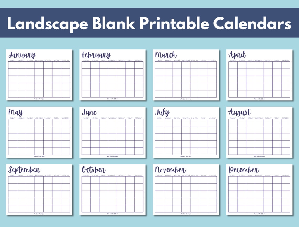 Blank Printable Calendar Set - Etsy