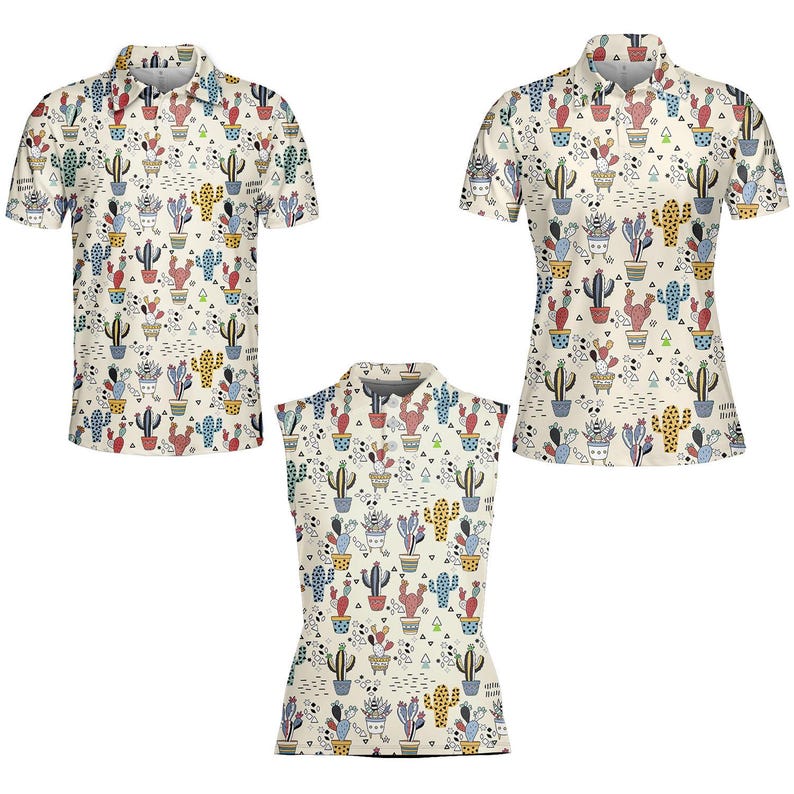 Cute Cactus Polo Shirt Cute Plant Lover Golf Shirt for Women Men, Funny ...