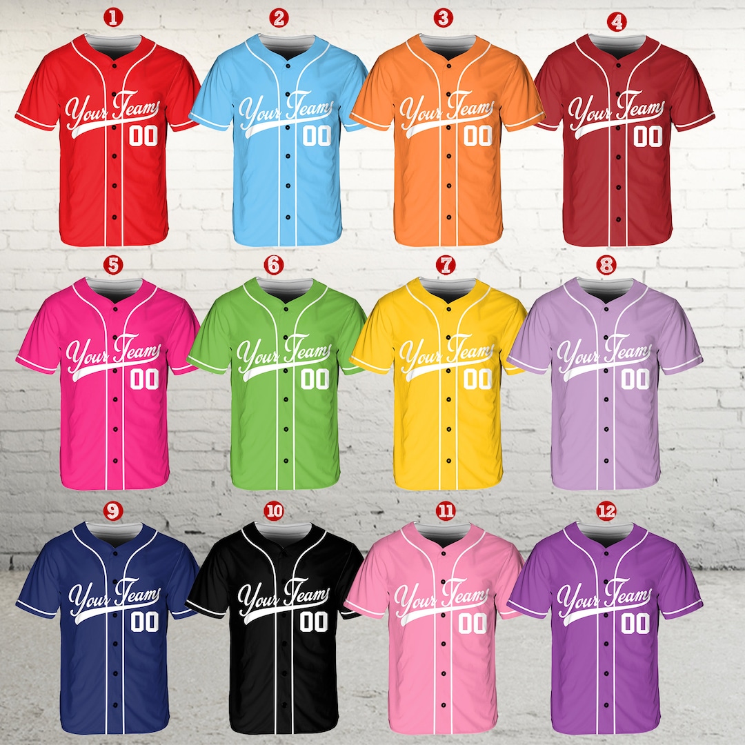 Personalized Team Name and Number Baseball Jersey, Custom Baseball ...