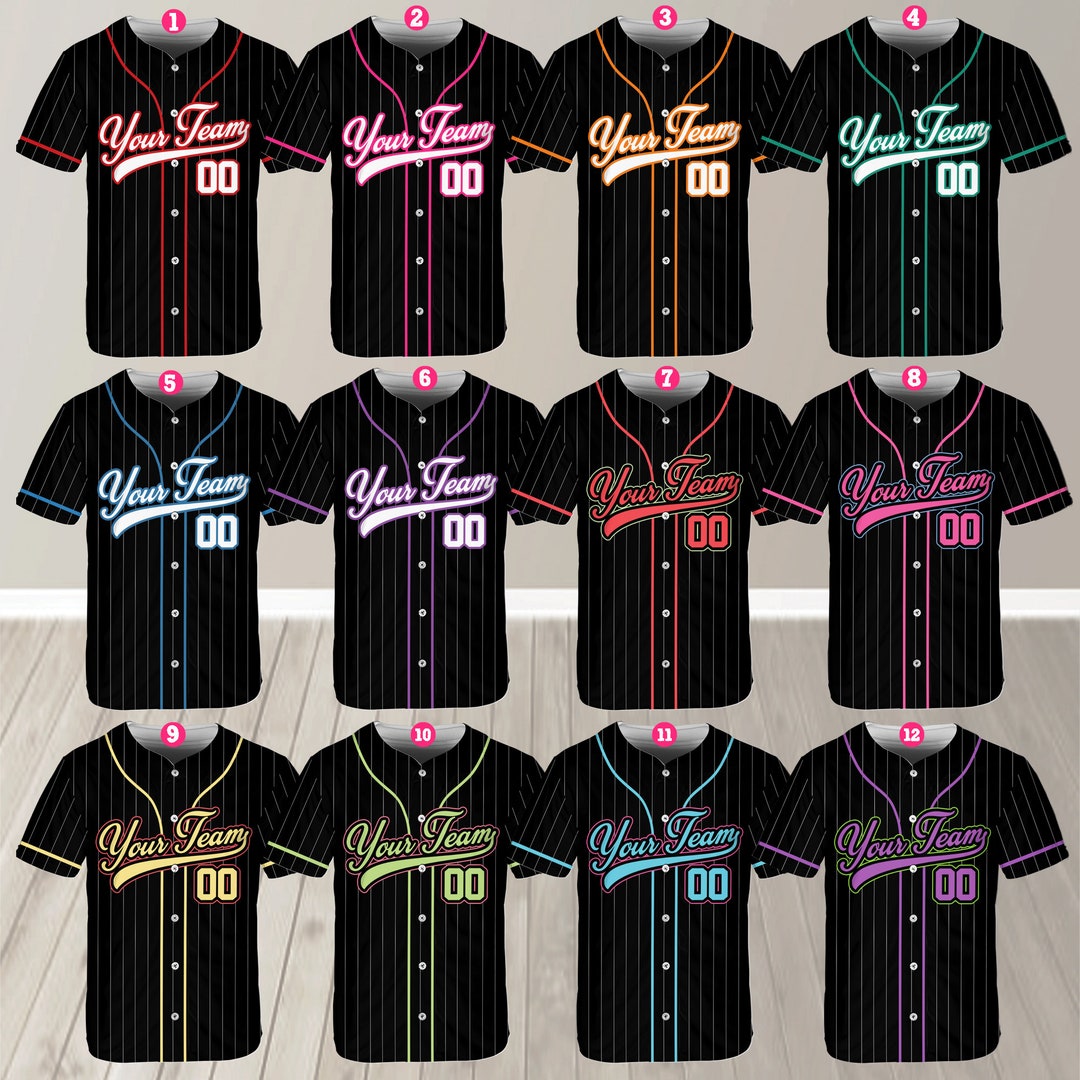 Personalized Team Name and Number Pinstripe Baseball Jersey, Custom ...