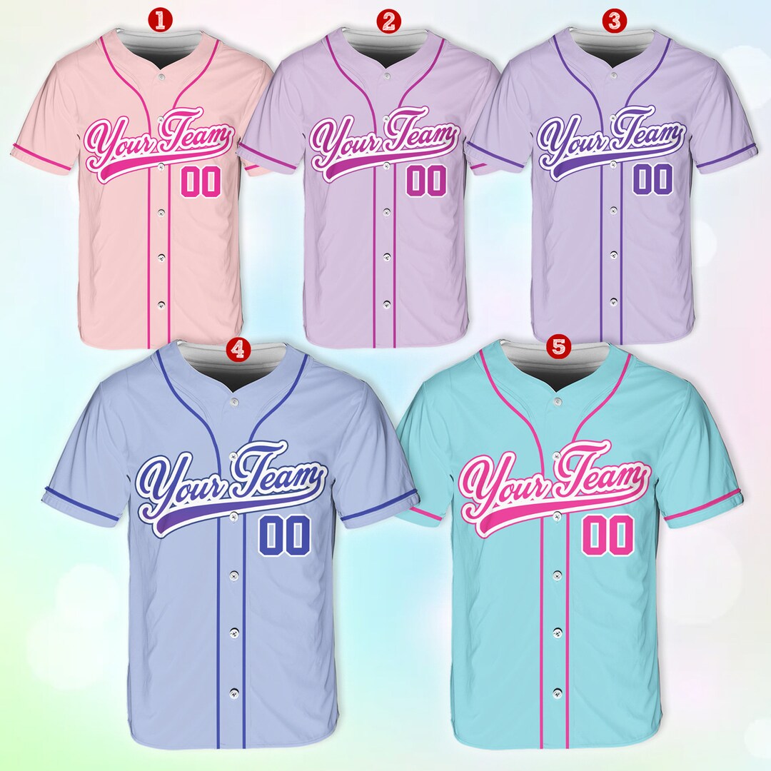 Personalized Team Name and Number Baseball Jersey, Custom Pastel ...