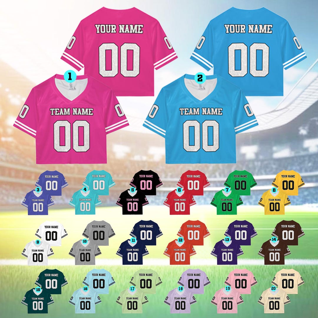 Personalized Team Name and Number Crop Top Football Jersey, Custom ...