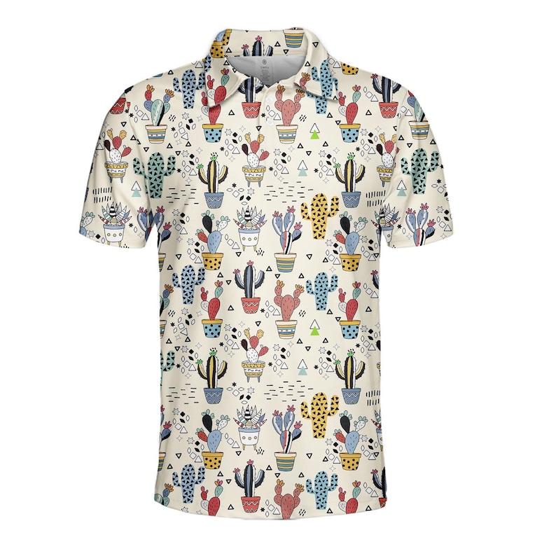 Cute Cactus Polo Shirt Cute Plant Lover Golf Shirt for Women Men, Funny ...