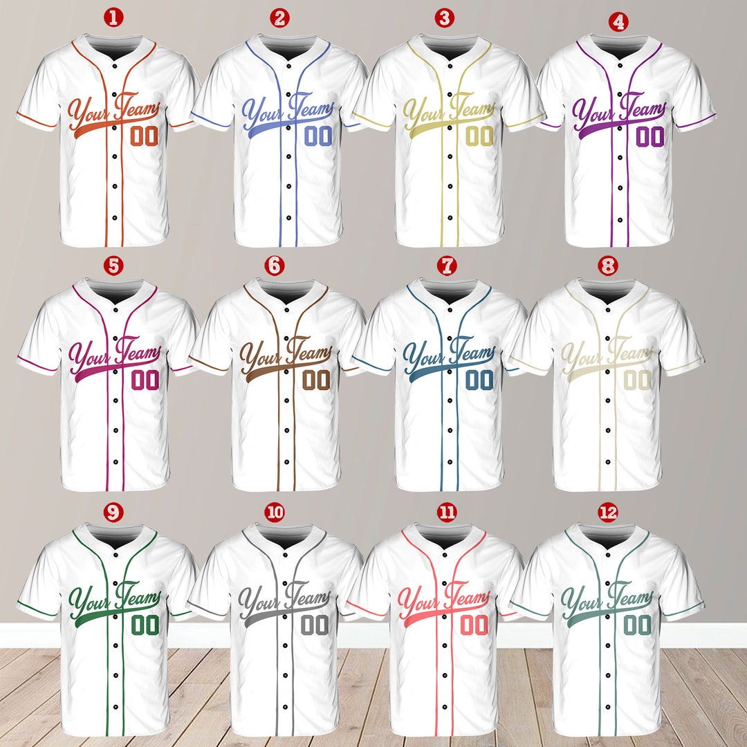 Personalized Team Name and Number Baseball Jersey, Custom Baseball ...