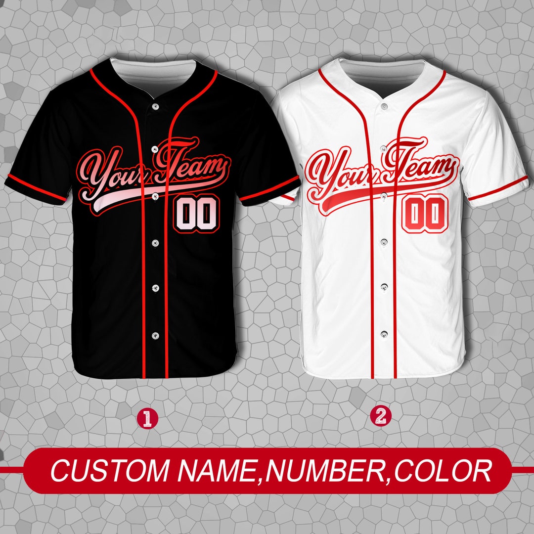 Personalized Team Name and Number Baseball Jersey, Custom Baseball ...