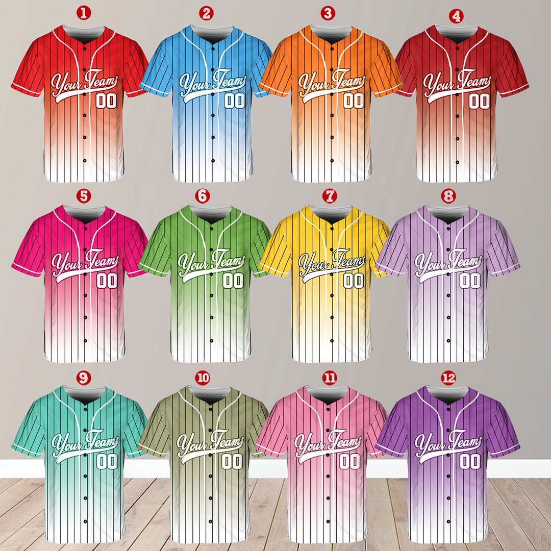 Personalized Team Name and Number Baseball Jersey, Custom Baseball ...