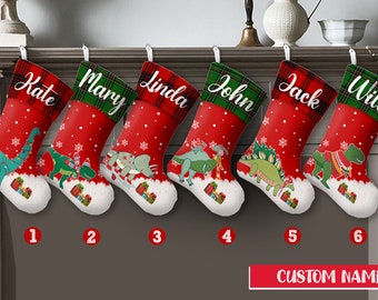 Personalized Any Name Dinosaur Christmas Stocking Kids Baby - Etsy