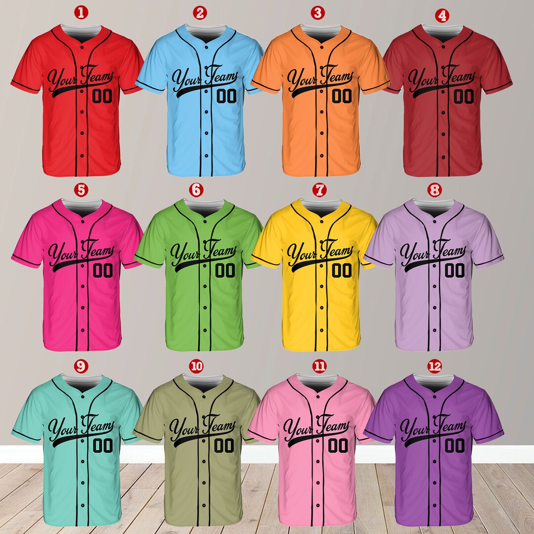 Personalized Team Name and Number Baseball Jersey, Custom Baseball ...