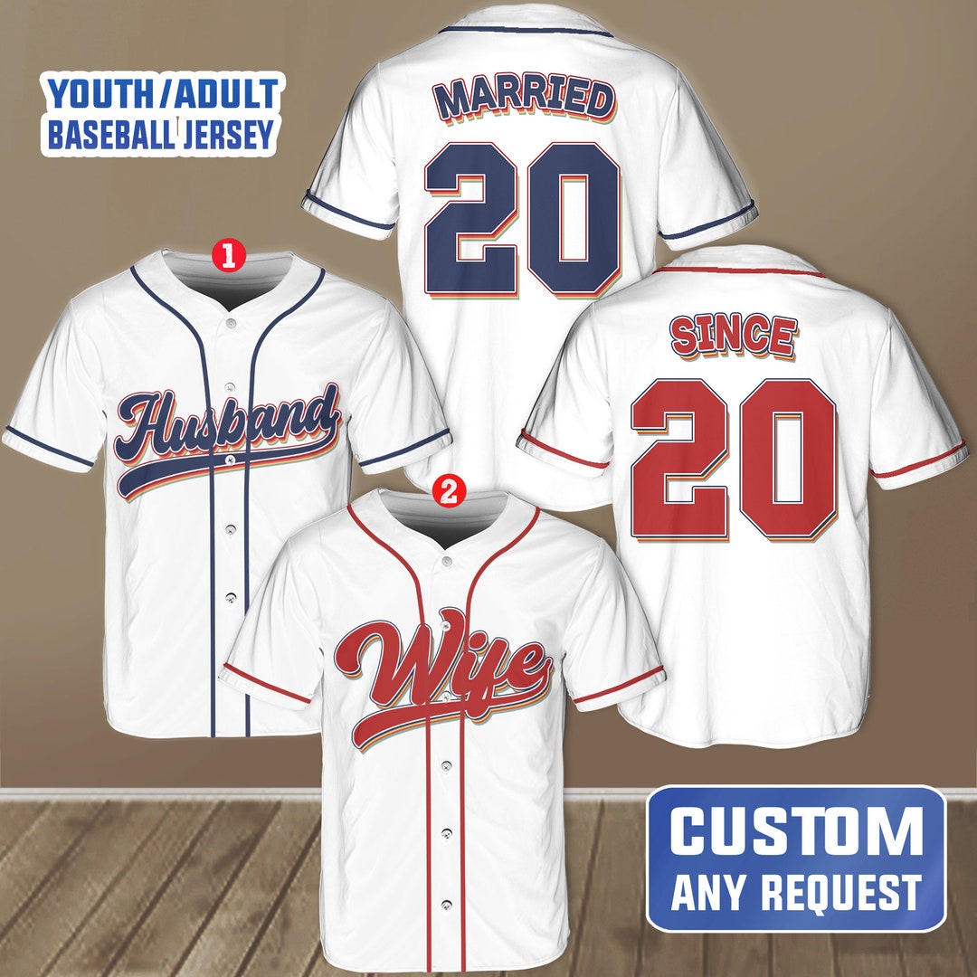 Personalized Wife Husband Baseball Jersey, Custom Matching Couple ...